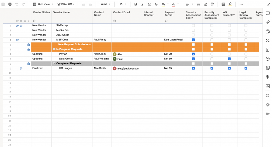 New Vendor Request with Form Template | Smartsheet